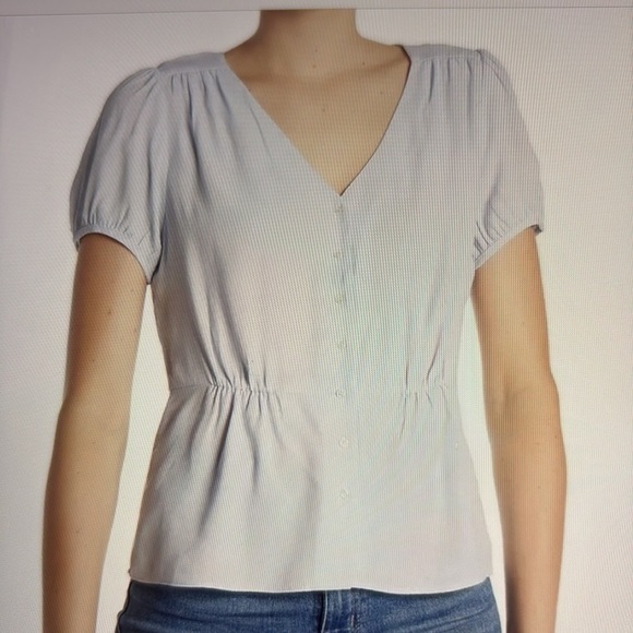 J. Crew | Tops | J Crew Short Sleeve Peplum Button Down Blouse In ...